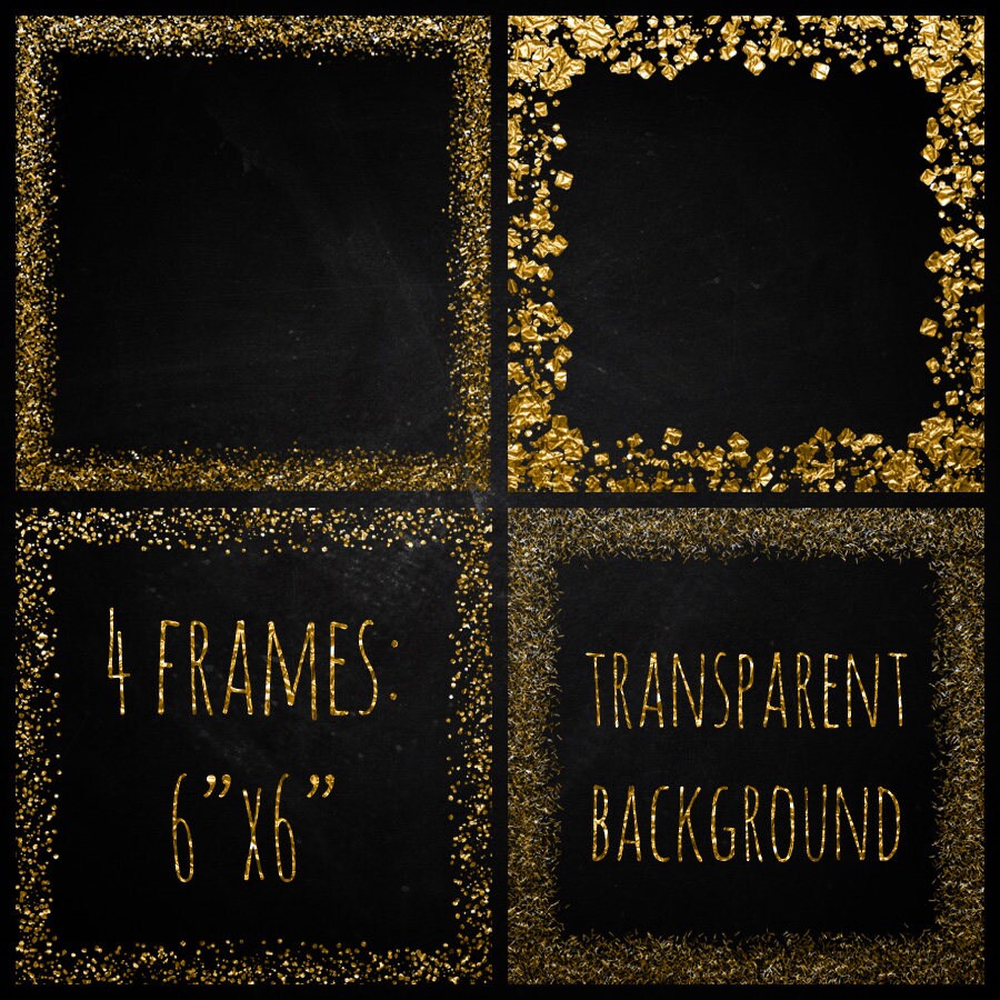 8 Gold confetti frames clip art set gold foil confetti | Etsy