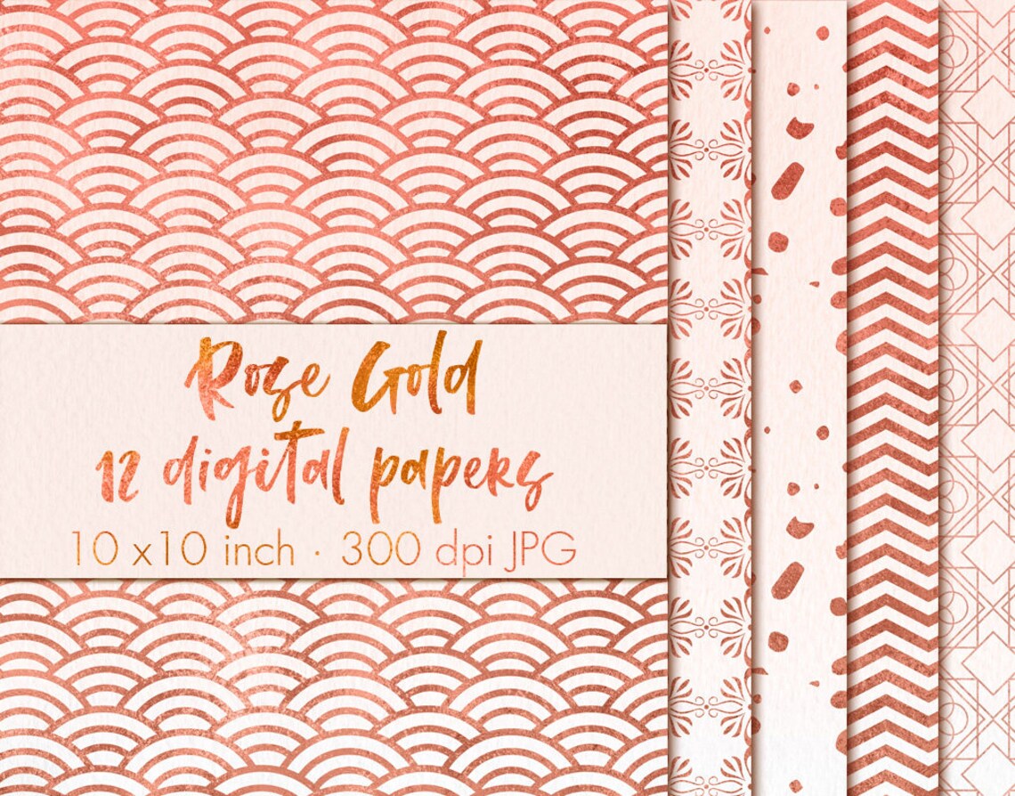 Rose Gold Digital Paper Pack Rose Gold Paper Clipart Rose | Etsy