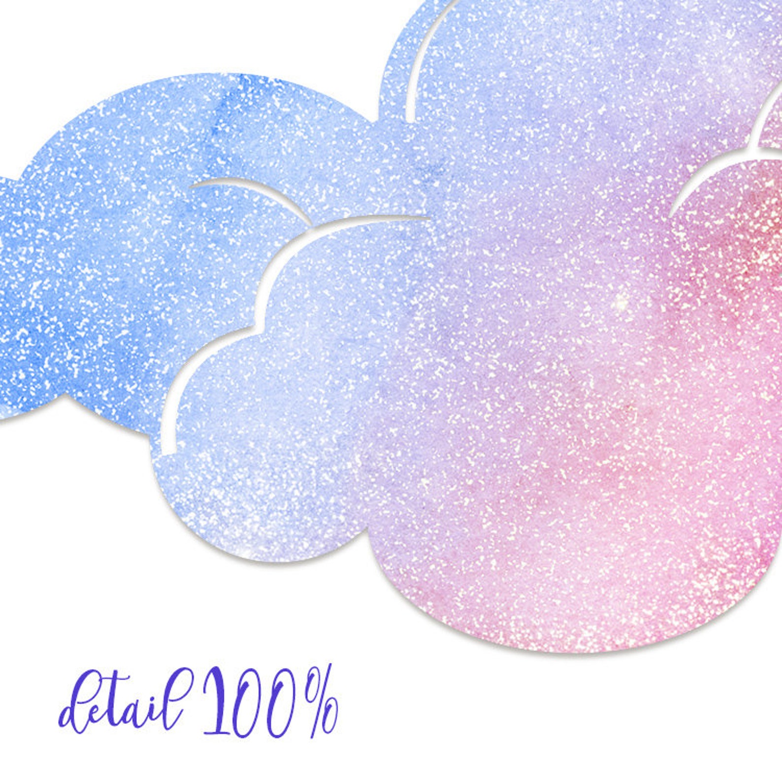 Watercolor Glitter Clouds Clipart Watercolor Cloud Clip Art - Etsy