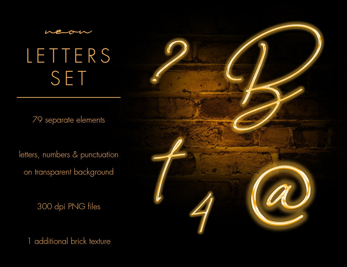 Neon Alphabet Clipart Neon Letters Clipart Digital Neon - Etsy