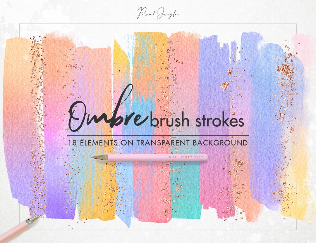 Rainbow Brush Strokes Clipart, Rainbow Watercolor Brush Strokes Clip ...