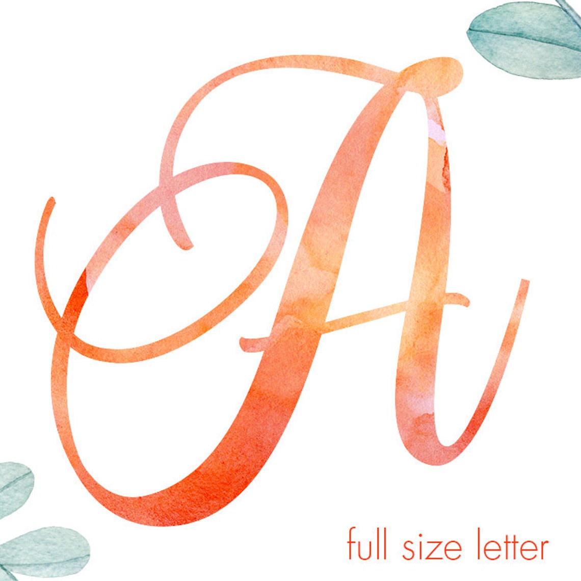 Watercolor Font Clipart Orange Watercolor Alphabet Clipart - Etsy