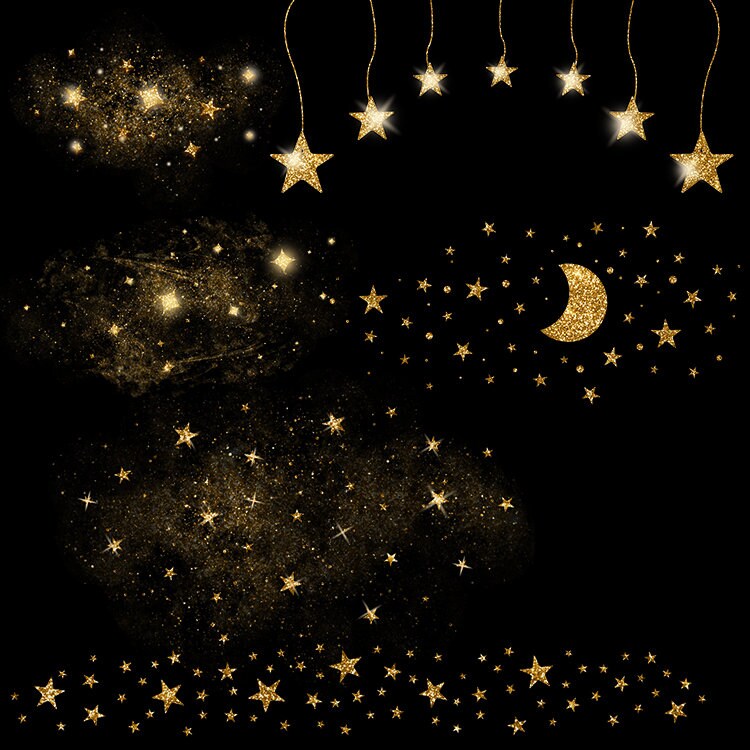 Gold Stardust Clipart, Gold Stars Clipart, Magic Dust, Star Overlays ...