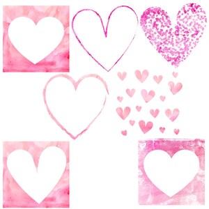 Pink Watercolor Hearts Clipart, Watercolor Design Elements, Pink Heart ...