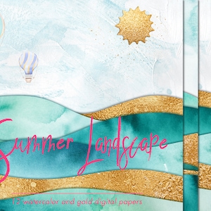 Summer Landscapes, Daylight Landscape, Digital Papers, Paper Pack ...