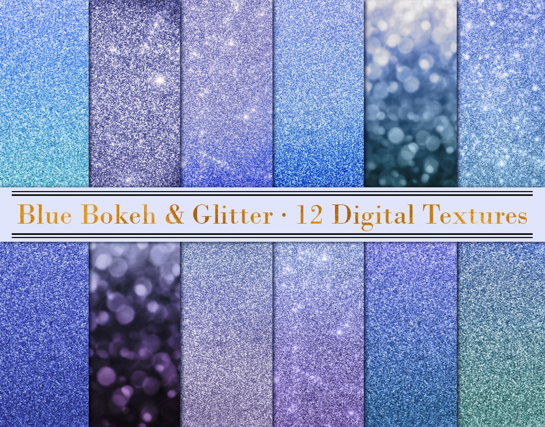 Buy 3 Pay for 2, Blue Glitter Digital Paper, Blue Bokeh Paper Pack ...