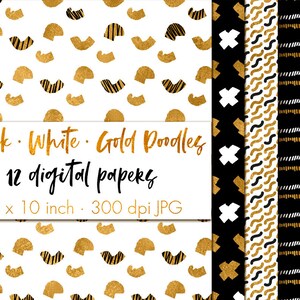 Doodles Digital Paper Digital Paper With Dodles Gold Doodles - Etsy