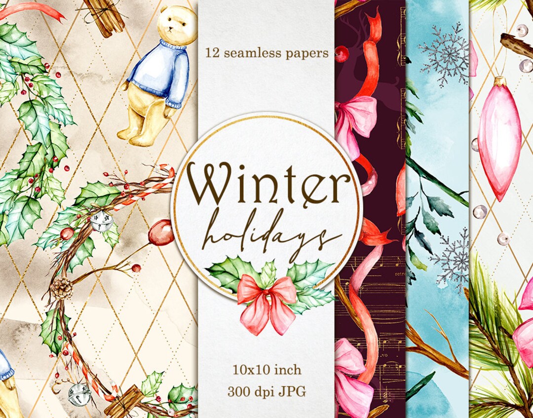 Christmas Seamless Patterns, Christmas Digital Paper Clipart, Christmas ...