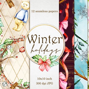 Christmas Seamless Patterns, Christmas Digital Paper Clipart, Christmas ...