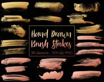 Rose Gold Brush Strokes Rose Gold Clipart Rose Gold - Etsy