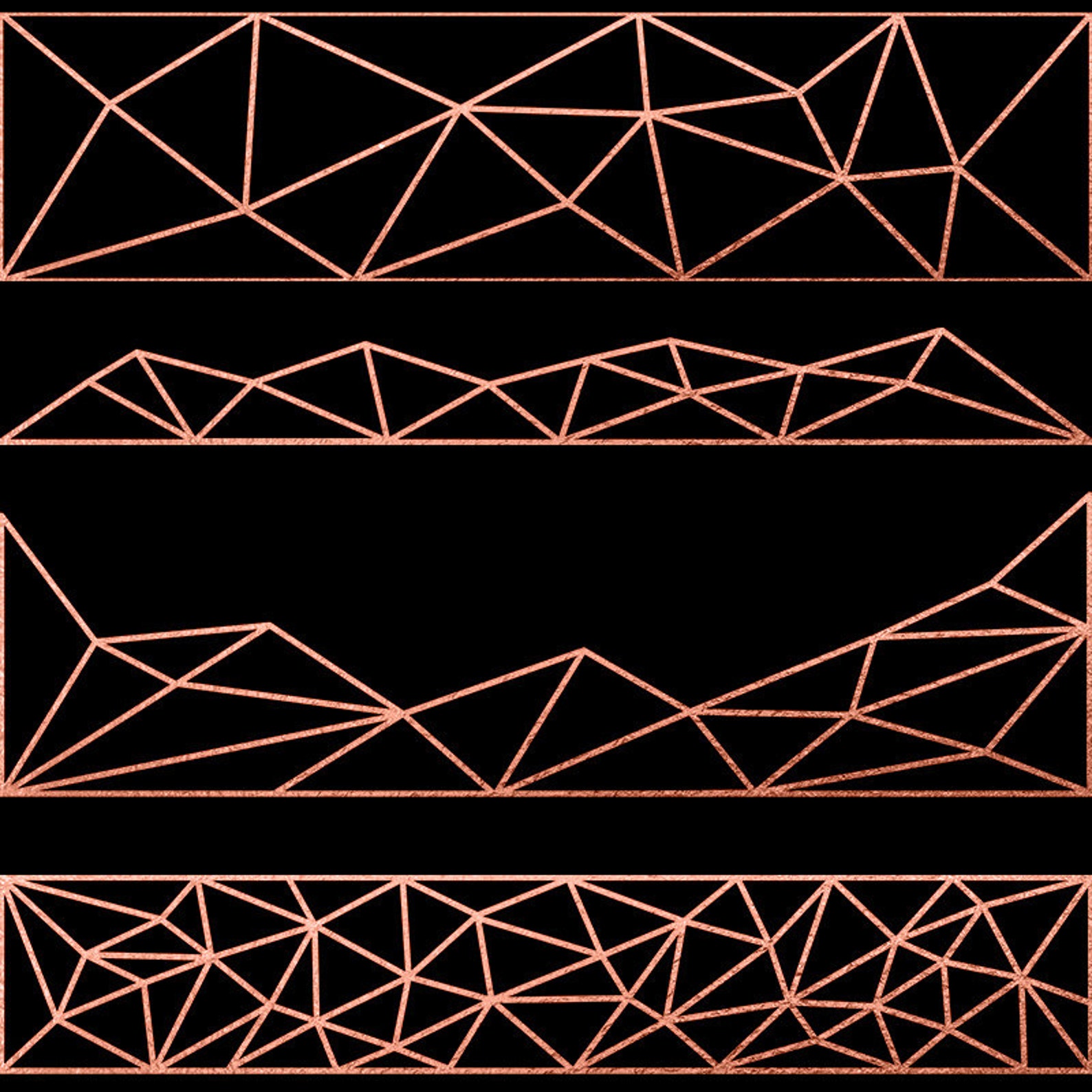 Rose Gold Geometric Borders Clipart, Rose Gold Border Overlays, Rose ...