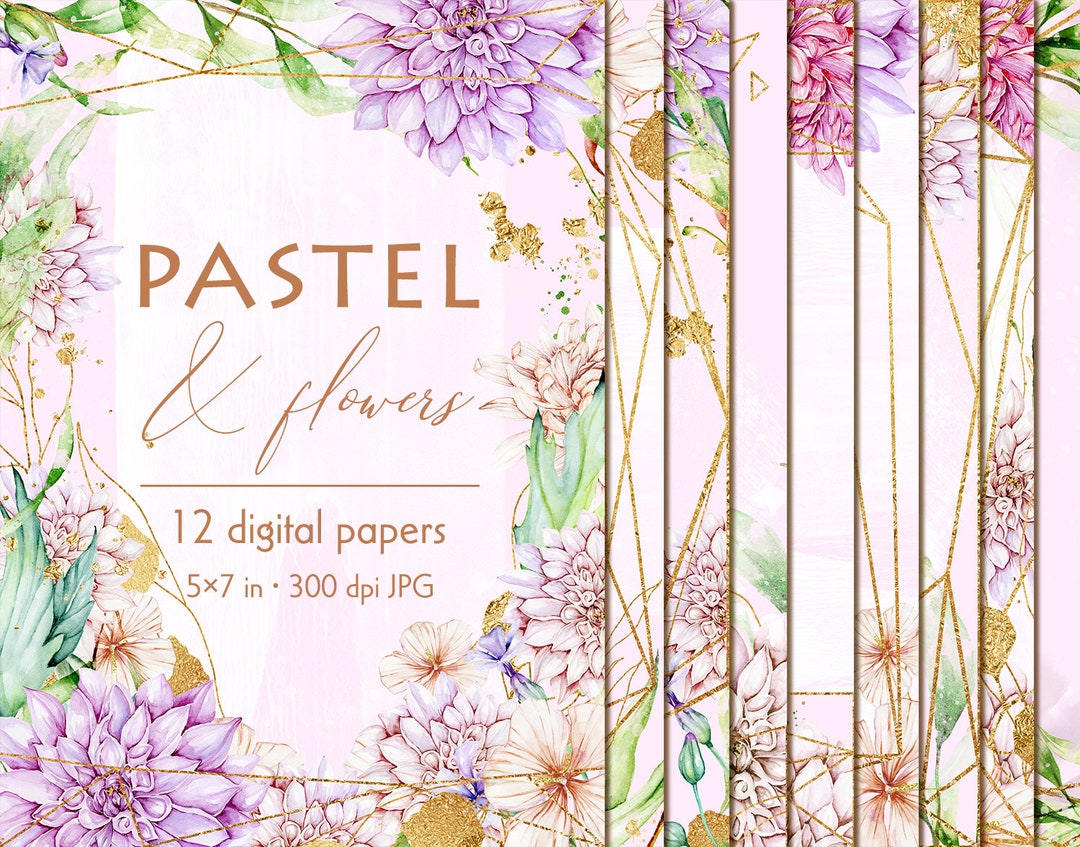 Floral Digital Paper Pack, 5x7 Papers, Floral Papers, Floral Frames ...