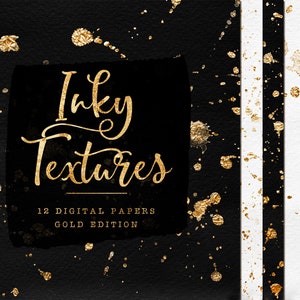 Golden Ink Digital Paper, Ink Background, Ink Wallpaper, Ink Paper Pack ...