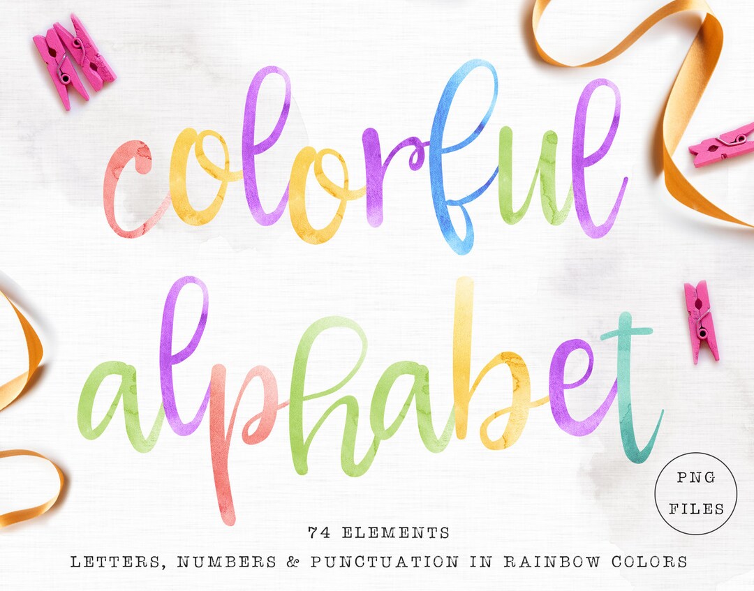 Rainbow Watercolor Alphabet Clipart, Watercolor Letters Clipart ...