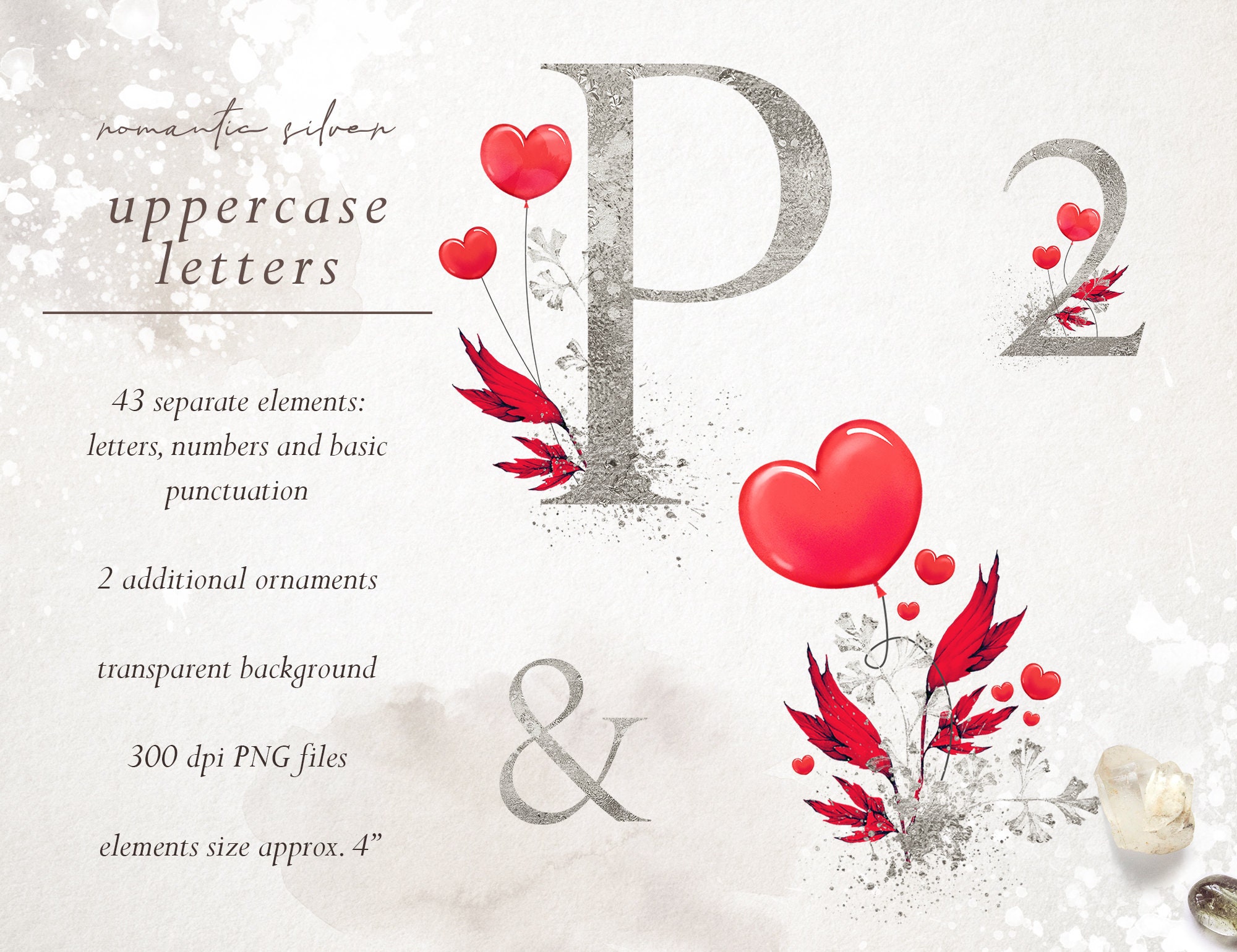 Silver Letters With Hearts Love Letters Silver Monogram - Etsy