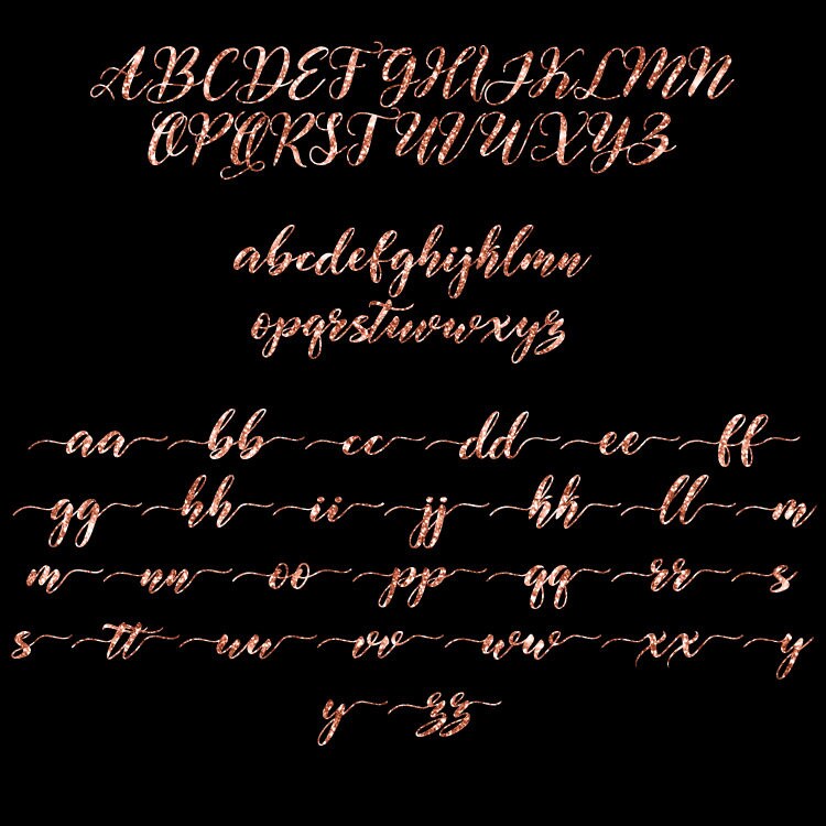 Rose Gold Font Clipart Rose Gold Glitter Alphabet Clipart - Etsy