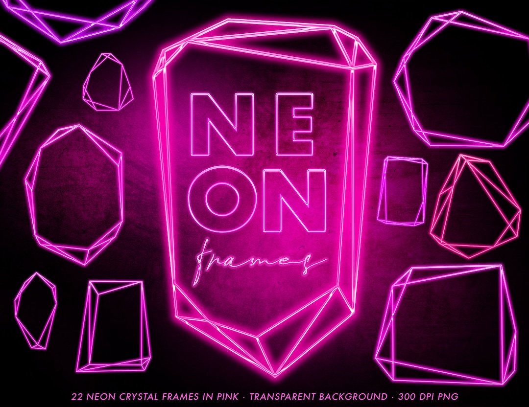 Pink Neon Frames, Neon Frame Overlays, Neon Crystal Frames Clipart ...