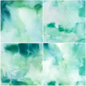 Turquoise Watercolor Digital Paper, Watercolor Paint, Watercolor ...