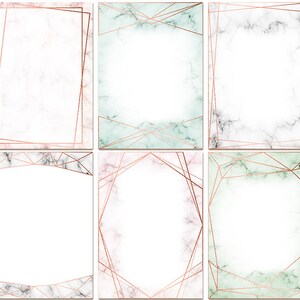 Rose Gold Marble Digital Paper With Frames, 5x7, Geometric Digital ...