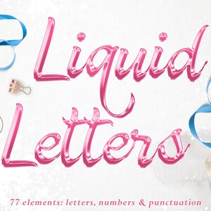 Liquid Pink Alphabet Clipart, Barbie Font Clipart, Metallic Letters ...