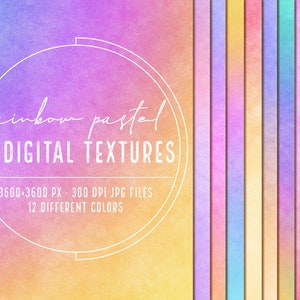 Pastel Rainbow Digital Paper Pack, Rainbow Ombre Paper Clipart, Pastel ...