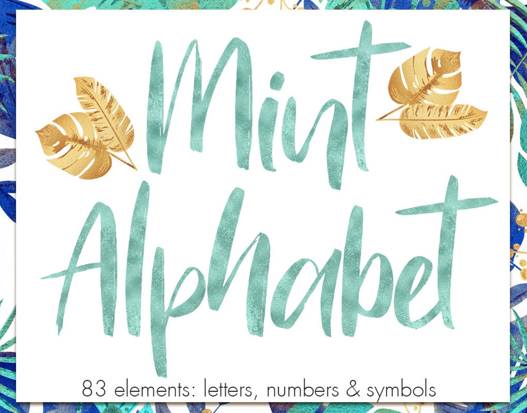 Buy 3 Pay for 2, Mint Alphabet Clipart, Mint Foil Alphabet, Mint ...