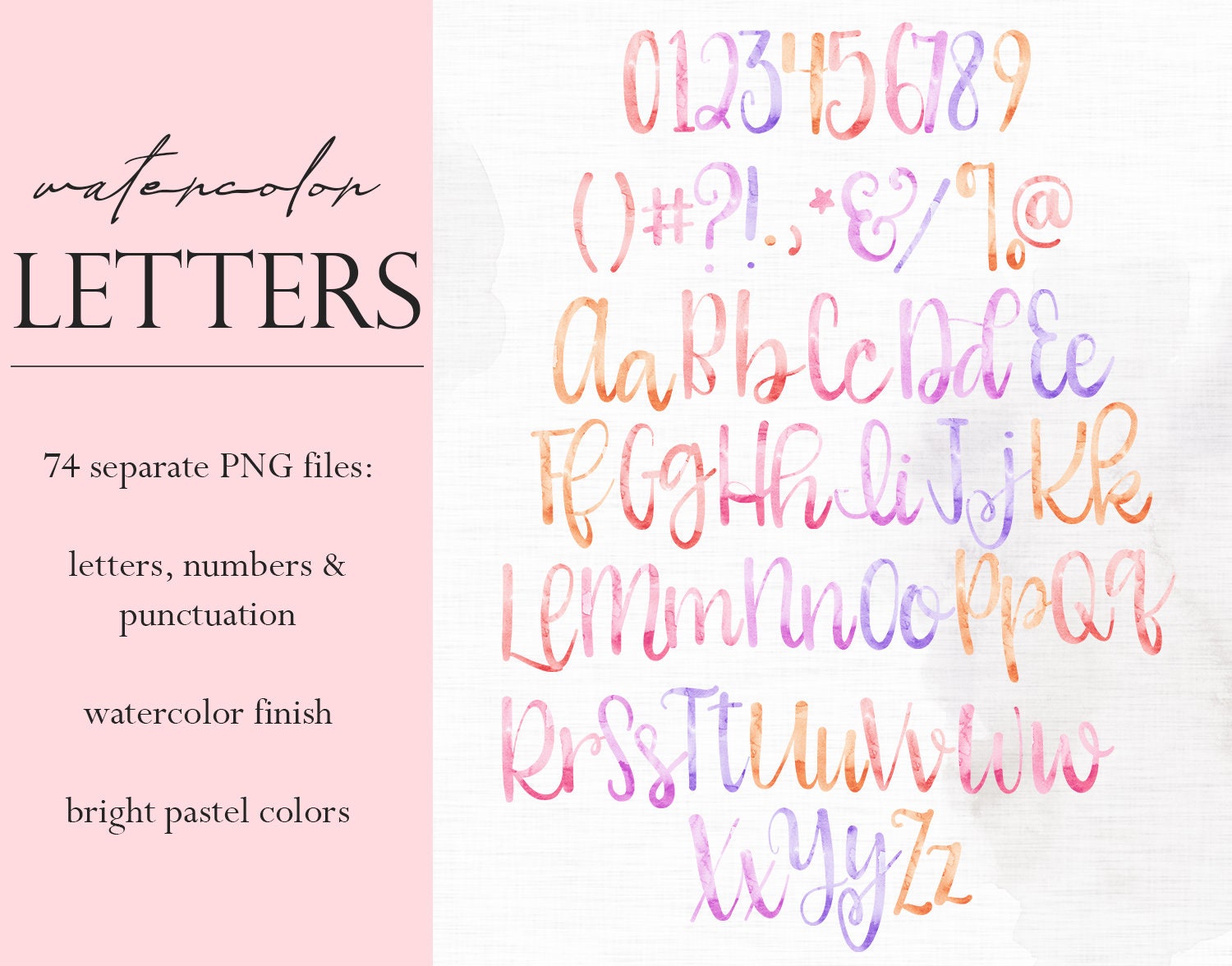 Watercolor Letters Clipart Watercolor Alphabet Clipart Font - Etsy