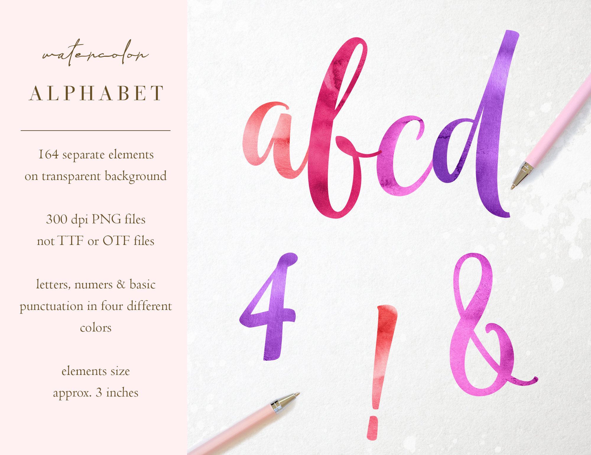 Watercolor Lower Case Letters in 4 Styles Watercolor - Etsy