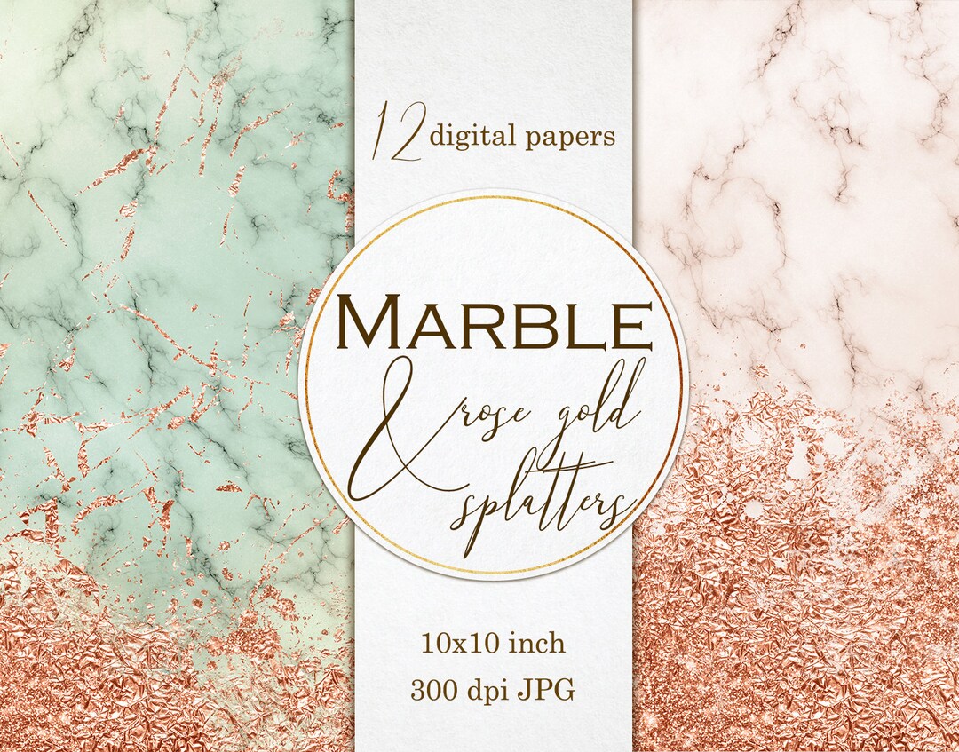 Rose Gold and Marble Digital Paper, Paper Pack, Rose Gold Papers ...