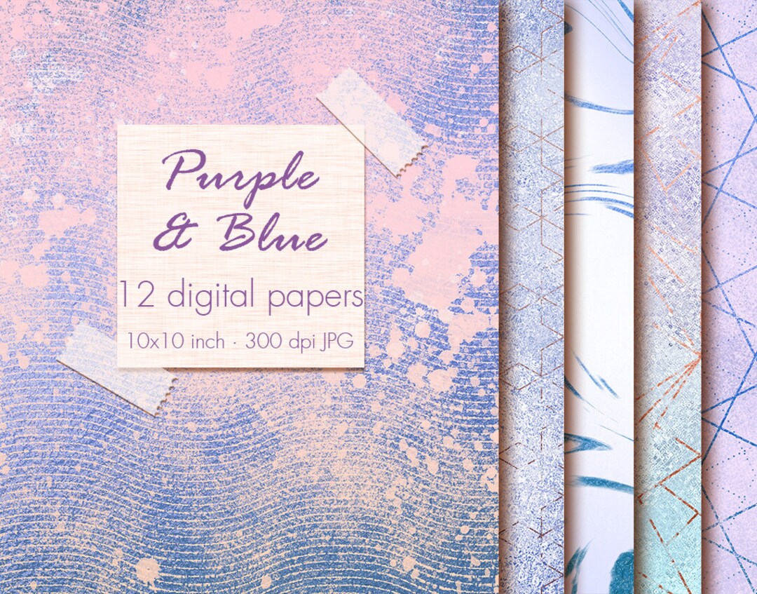 Grunge Textures, Purple and Blue Digital Papers, Digital Paper Pack ...