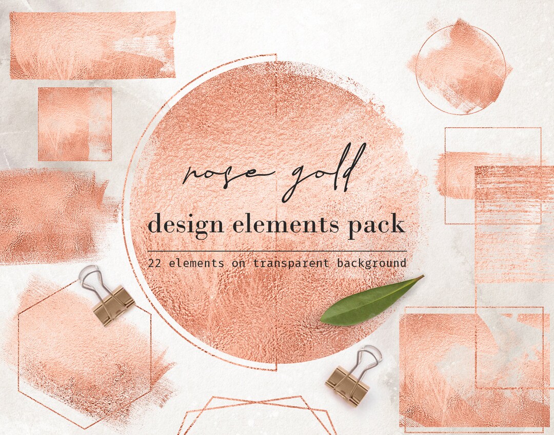 Rose Gold Design Elements Clipart, Rose Gold Circles, Rose Gold Squares ...