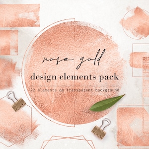 Rose Gold Design Elements Clipart, Rose Gold Circles, Rose Gold Squares, Rose Gold Rectangles ...