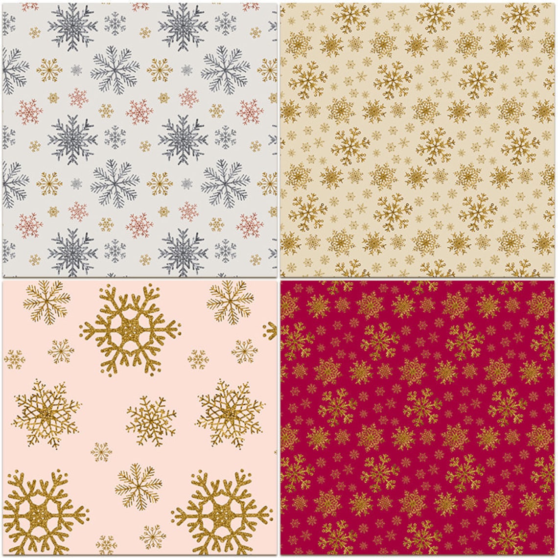Snowflake Digital Paper Clipart Christmas Paper Pack | Etsy