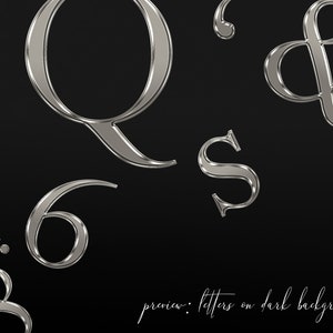 Liquid Silver Alphabet Clipart, Silver Letters, Liquid Font Clipart ...