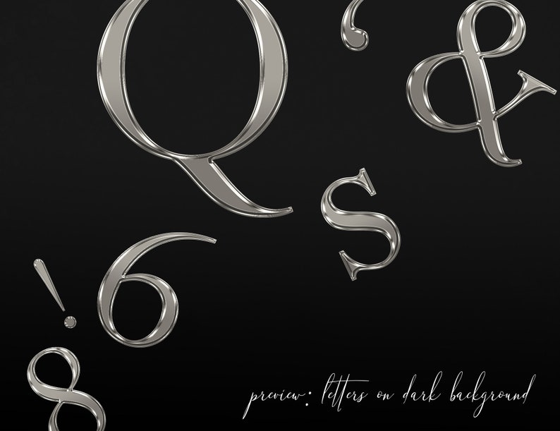 Liquid Silver Alphabet Clipart Silver Letters Liquid Font - Etsy