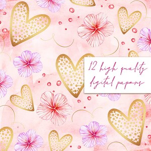 Love Digital Papers, Heart Digital Paper Clipart, Romantic Paper, Red ...