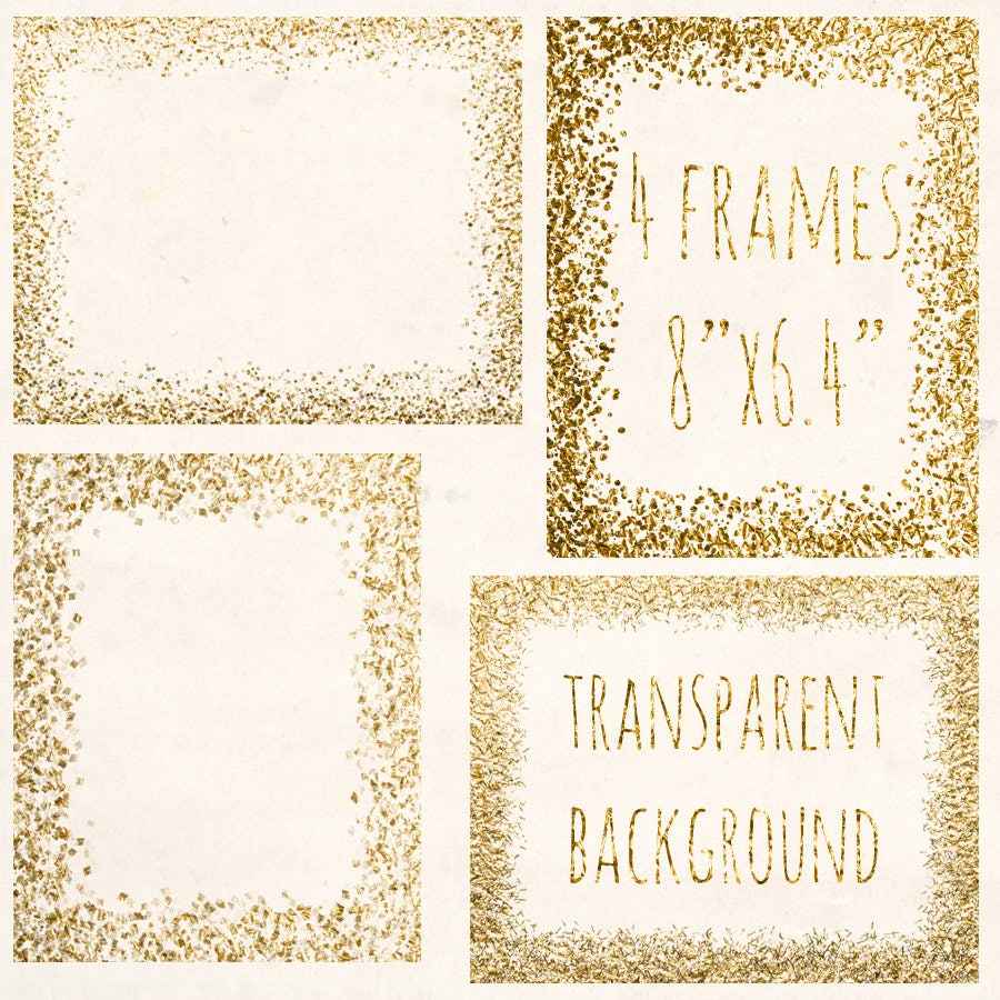 8 Gold confetti frames clip art set gold foil confetti | Etsy