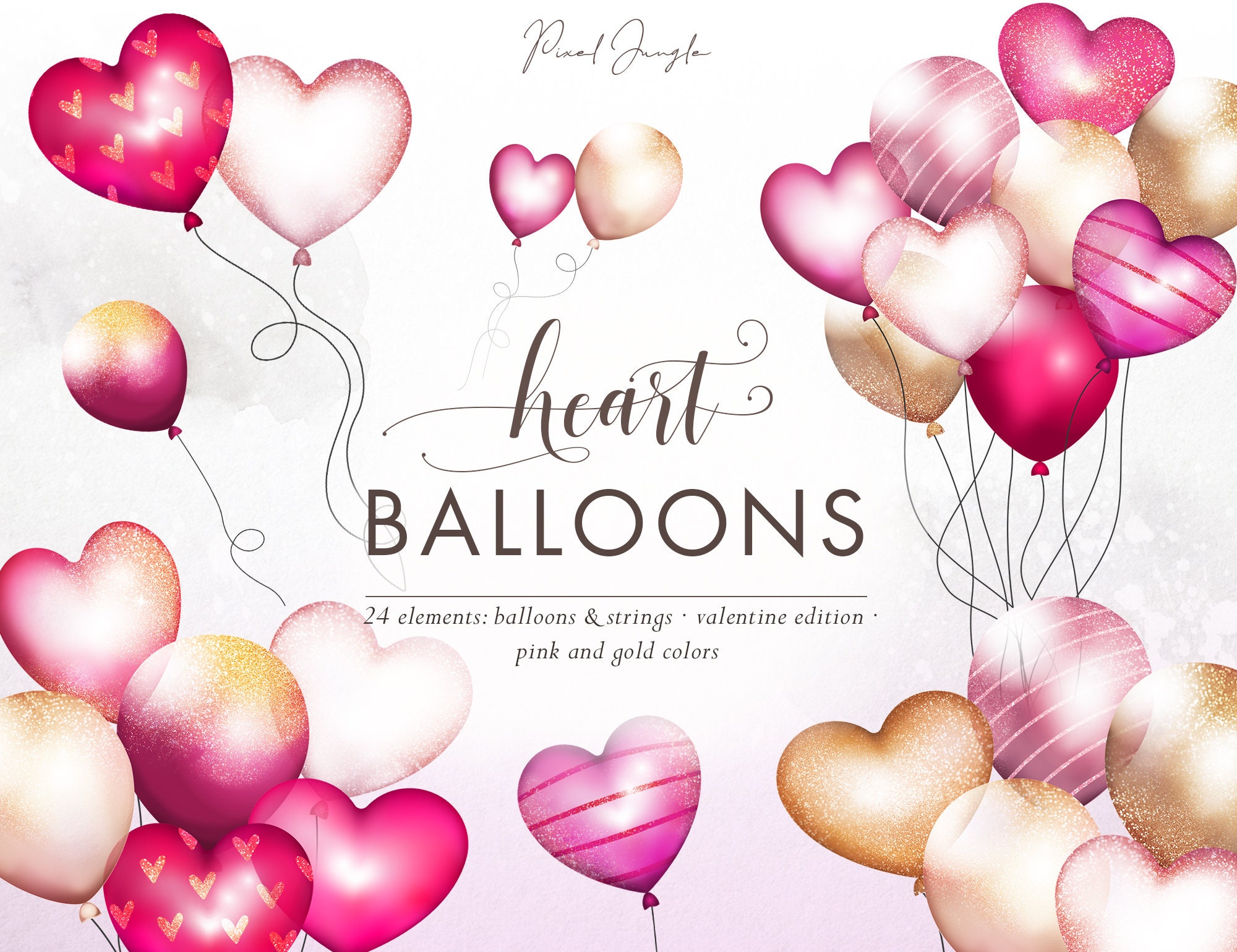 Heart Balloons Clipart Love Balloons Clip Art Balloons With - Etsy
