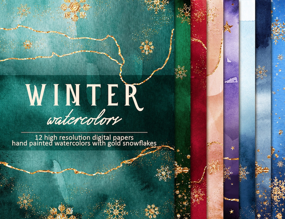 Winter Watercolor Digital Paper Pack, Christmas Paper Clipart ...
