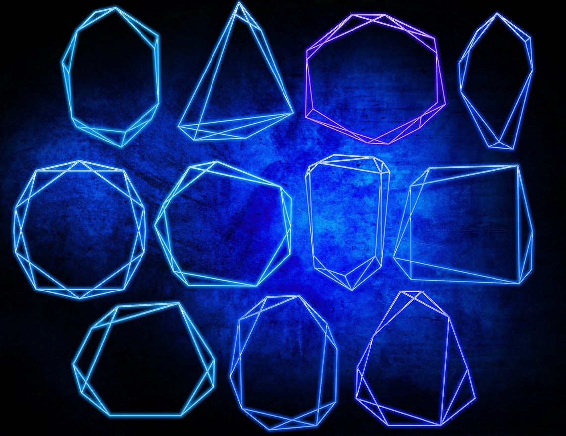 Blue neon frames Neon frame overlays Neon crystal frames | Etsy