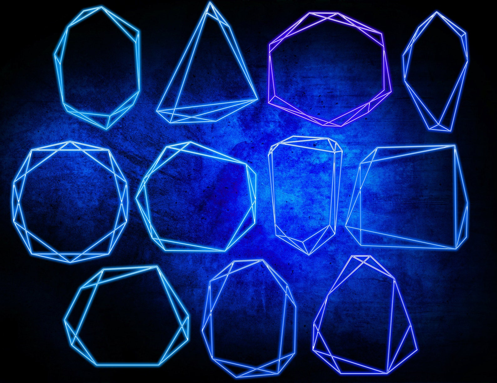 Blue neon frames Neon frame overlays Neon crystal frames | Etsy