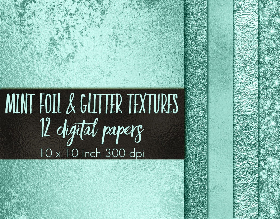 Mint Green Paper Pack, Mint Glitter Paper, Abstract Patterns, Mint ...
