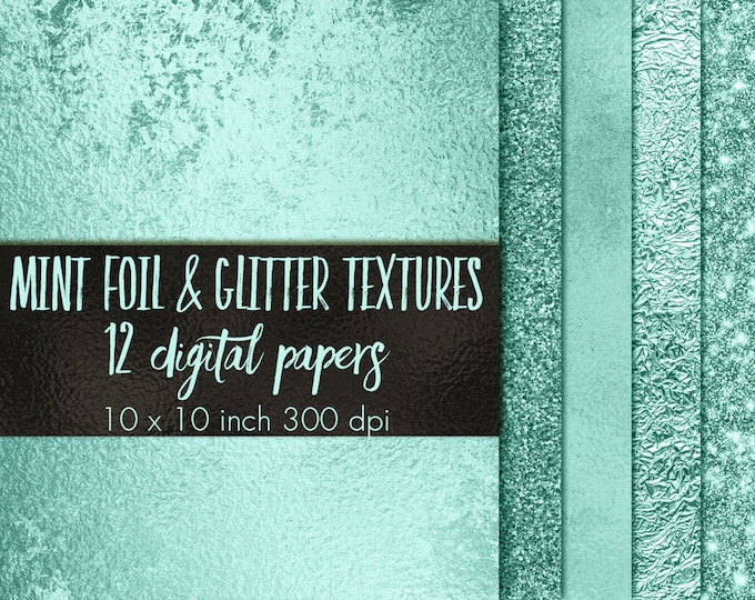 Mint Green Paper Pack Mint Glitter Paper Abstract Patterns - Etsy