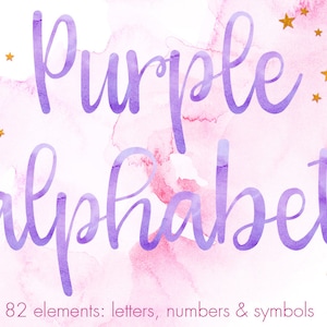 Purple Watercolor Alphabet Clipart, Watercolor Letters Clipart, Purple ...