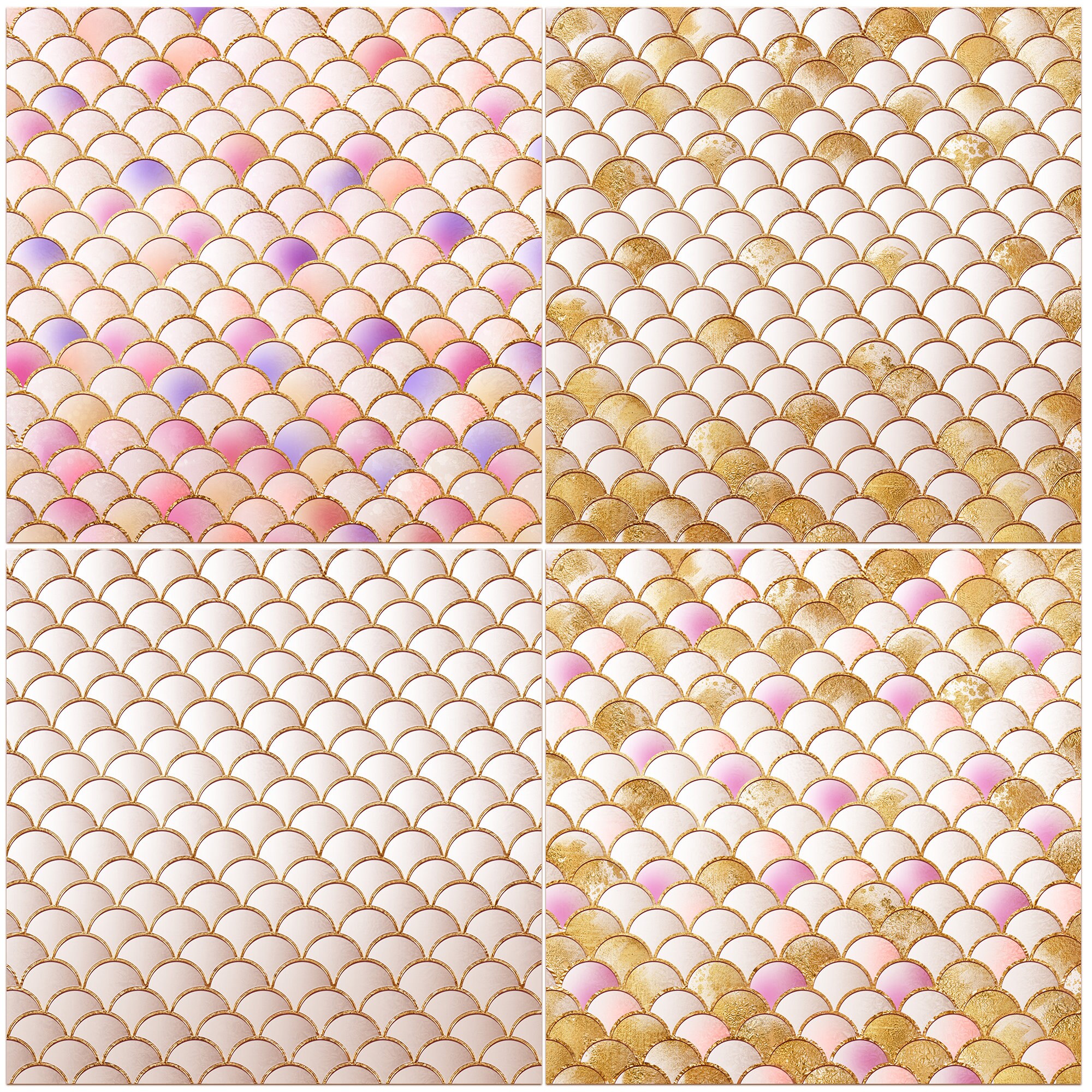 Blush Mermaid Digital Paper Metallic Paper With Gold Foil | Etsy