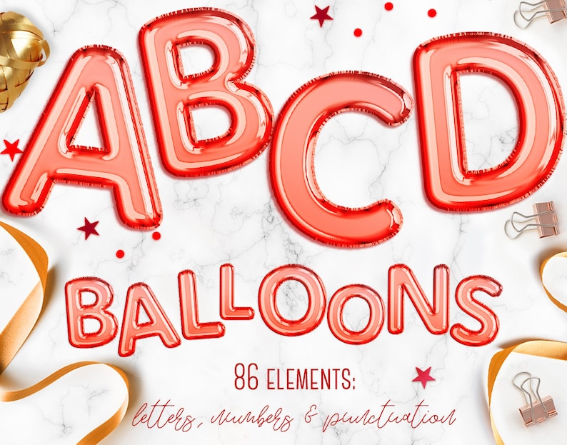 Red Balloon Alphabet Clip Art, Christmas Red Balloons, Red Foil ...
