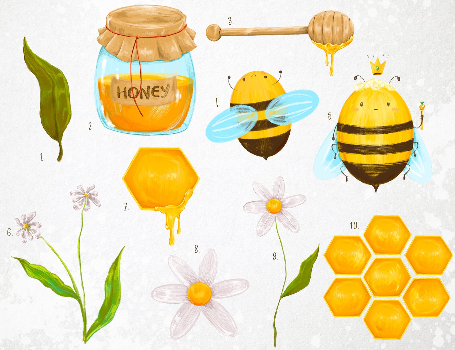 Honey Bee Clipart Hand Drawn Cute Bee Clipart Honeycomb - Etsy