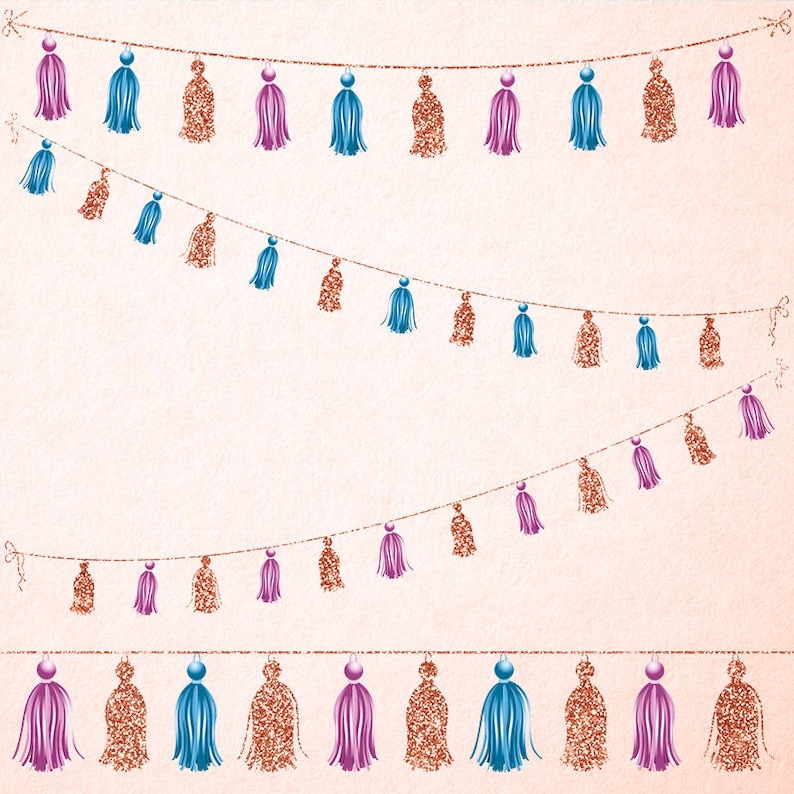 Rose Gold Tassel Garlands Clipart, String Tassel Garlands Clip Art ...