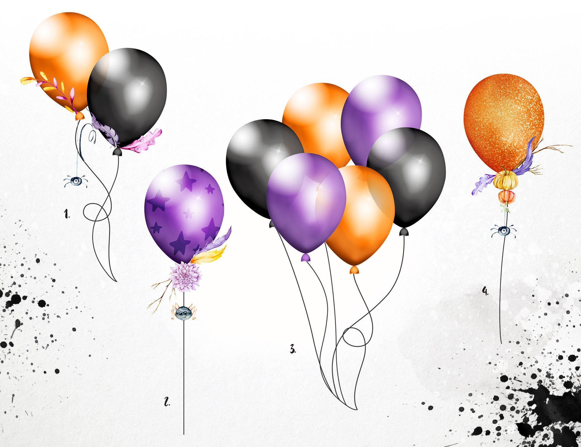 Halloween Balloons Clipart Halloween Design Elements Orange - Etsy