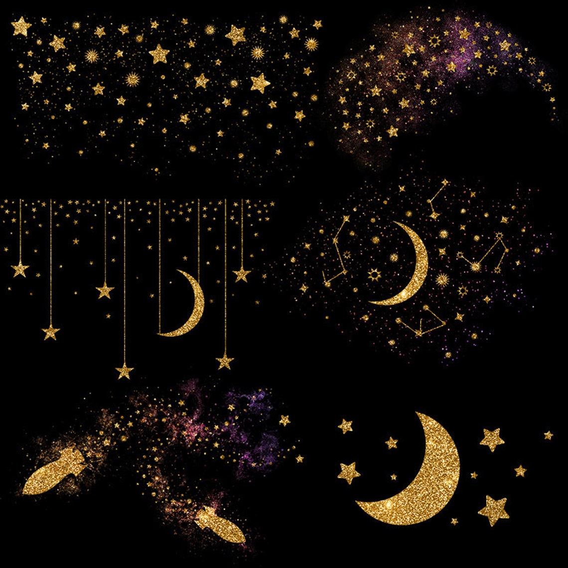 Gold Stardust Clipart Gold Stars Clipart Stars Overlays - Etsy